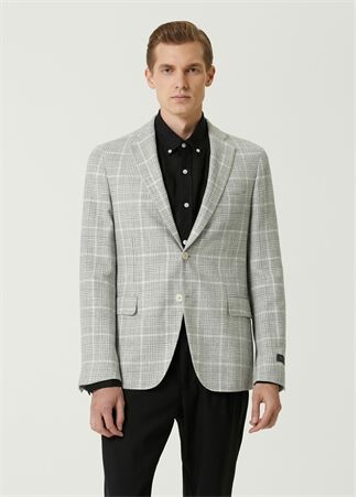 Pal Zileri Erkek Gri Kareli Kelebek Yaka Ceket 50 IT