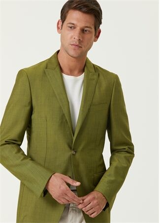 Pal Zileri Erkek Yeşil Kelebek Yaka Yün Ceket 48 IT