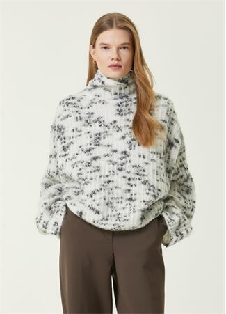 Toteme Kadın Beyaz Dik Yaka Desenli Kazak S EU Toteme Kadın Beyaz Dik Yaka Desenli Kazak S EU