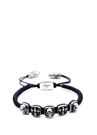 Boga Erkek Siyah Kurukafalı Gümüş Rengi Bileklik Gri EU