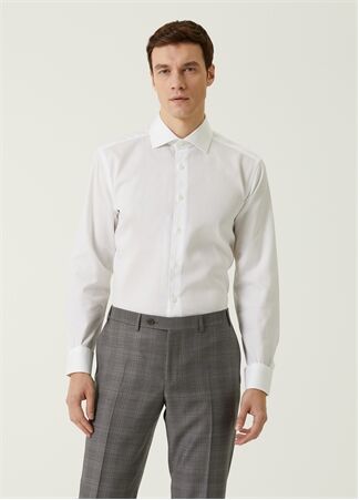 Corneliani Erkek Beyaz Modern Yaka Gömlek 40 IT Corneliani Erkek Beyaz Modern Yaka Gömlek 40 IT