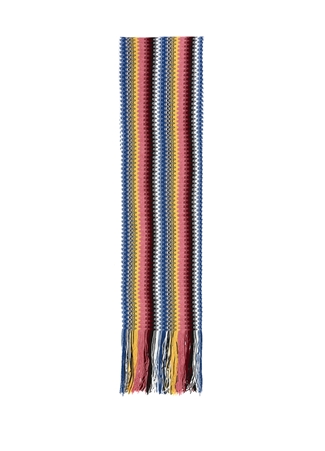 Missoni Kadın Colorblocked Zikzak Dokulu Yün Atkı Mavi EU Missoni Kadın Colorblocked Zikzak Dokulu Yün Atkı Mavi EU