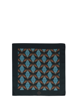 Pal Zileri Erkek Lacivert Geometrik Desenli İpek Atkı Mavi EU Pal Zileri Erkek Lacivert Geometrik Desenli İpek Atkı Mavi EU