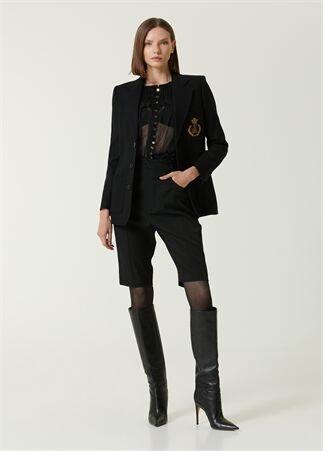 Kadın Siyah Yün Bermuda 36 IT