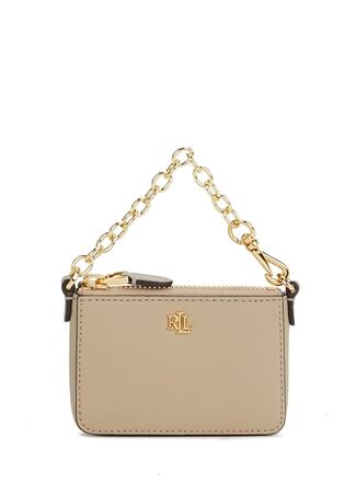 Lauren Ralph Kadın Bej Logo Detaylı Deri Çanta Haki EU
