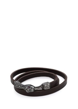 Emre Osmanlar Kadın Ruby Serpent Kahverengi Deri Bileklik Gri EU Emre Osmanlar Kadın Ruby Serpent Kahverengi Deri Bileklik Gri EU