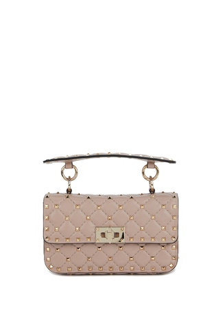 Valentino Garavani Kadın Rockstud Nude Deri Omuz Çantası Pembe EU Valentino Garavani Kadın Rockstud Nude Deri Omuz Çantası Pembe EU