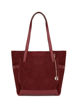 George Hogg Kadın Bordo Logolu Süet Çanta Eu