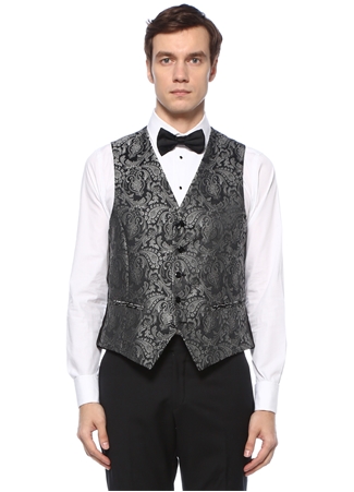 Cerimonia Erkek Lacivert Gri V Yaka Etnik Desenli Yelek 50 IT Cerimonia Erkek Lacivert Gri V Yaka Etnik Desenli Yelek 50 IT