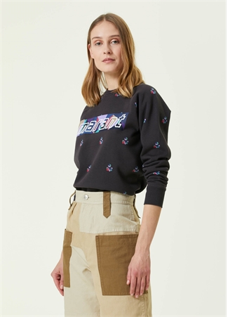 Etoile Isabel Marant Kadın Milly Siyah Bisiklet Yaka Logolu Sweatshirt 34 FR