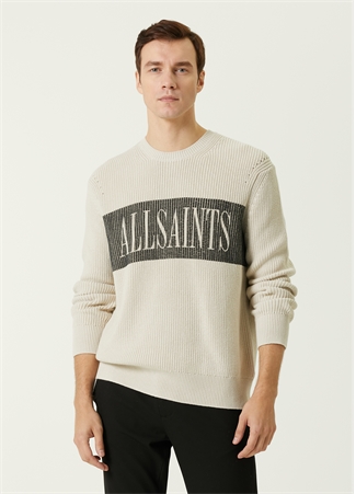 Allsaints Erkek Ekru Bisiklet Yaka Logolu Kazak Bej L EU Allsaints Erkek Ekru Bisiklet Yaka Logolu Kazak Bej L EU