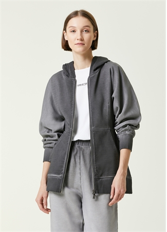 Academia Kadın Gri Degrade Kapüşonlu Fermuarlı Sweatshirt XS Academia Kadın Gri Degrade Kapüşonlu Fermuarlı Sweatshirt XS