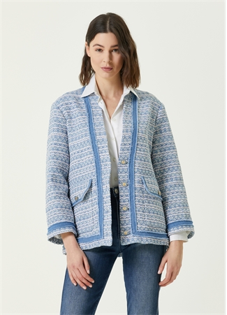Sandro Kadın Mavi Tweed Ceket 34 FR Sandro Kadın Mavi Tweed Ceket 34 FR