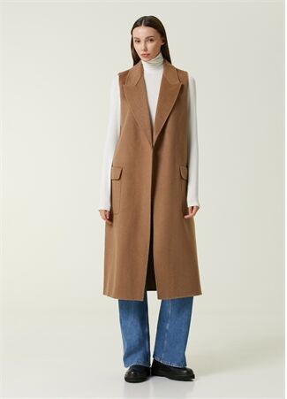 Sandro Kadın Vizon Uzun Yün Yelek Bej 38 FR