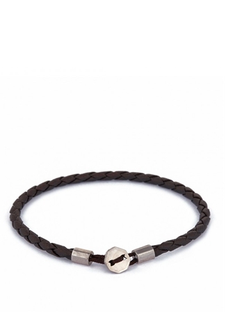 AtolyeWolf Erkek Kahverengi Örgü Dokulu Deri Bileklik EU AtolyeWolf Erkek Kahverengi Örgü Dokulu Deri Bileklik EU