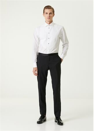 Palzileri Lab Erkek Siyah Beli Garnili Yün Pantolon 52 IT