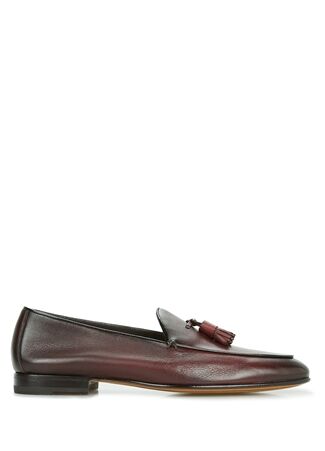 Santoni Erkek Bordo Püskül Detaylı Deri Loafer 6 UK