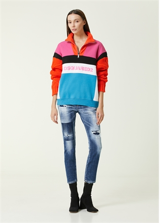 Dsquared2 Kadın Mavi Yıpratmalı Crop Jean Pantolon Lacivert 42 IT Dsquared2 Kadın Mavi Yıpratmalı Crop Jean Pantolon Lacivert 42 IT