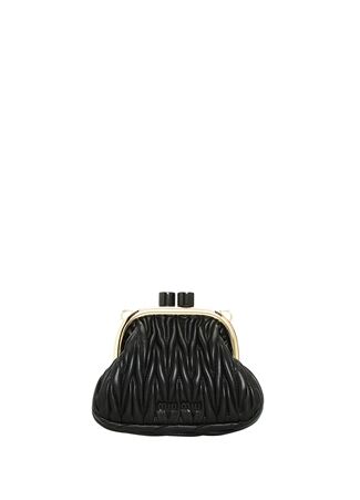 Miu Kadın Siyah Drapeli Deri Omuz Çantası EU