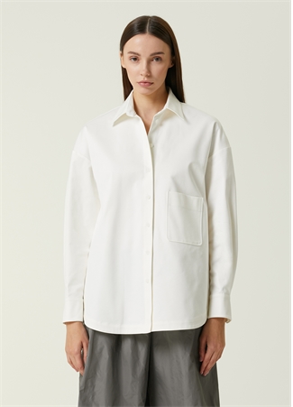 Pia Brand Kadın Rapun Beyaz Nakış Detaylı Kanvas Gömlek 38 EU