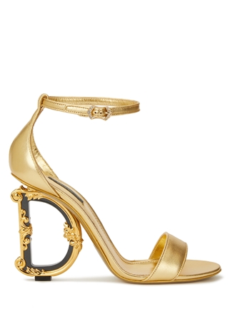 Dolce&Gabbana Kadın Gold Logo Topuklu Deri Sandalet Altın Rengi 36 EU Dolce&Gabbana Kadın Gold Logo Topuklu Deri Sandalet Altın Rengi 36 EU
