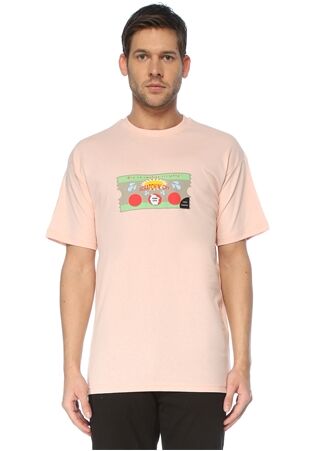 Keet Erkek Pembe Baskılı Oversize T-shirt L EU