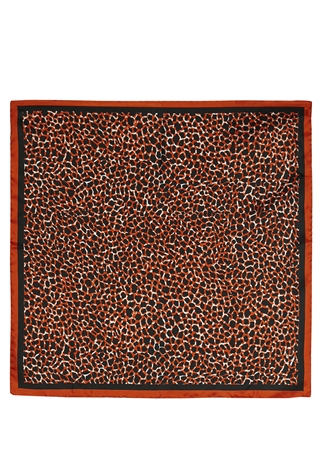 Beymen Club Kadın Turuncu Zürafa Desenli 50x50 cm İpek Eşarp Siyah EU