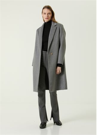 Vince Kadın Gri Kelebek Yaka Yün Kaban M EU