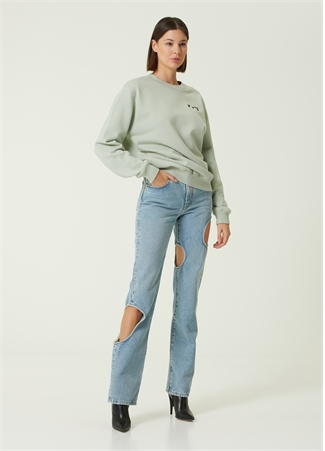 Off-White Kadın Straight Fit Mavi Kesim Detaylı Jean Pantolon 25 US Off-White Kadın Straight Fit Mavi Kesim Detaylı Jean Pantolon 25 US