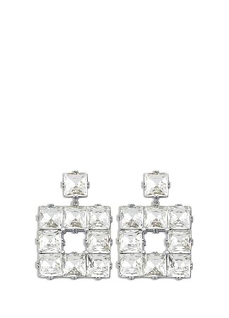 Ninon Kadın Rhoidum Kare Formlu Taşlı Küpe Gri EU