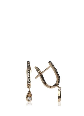 Collection-Ruel Design Kadın Sallantılı Uç Detaylı Altın Rengi Küpe EU