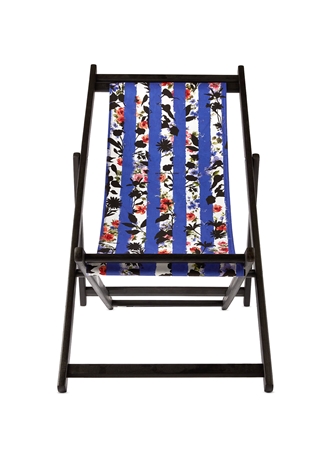 Off-White Mavi Şeritli Desenli Sandalye