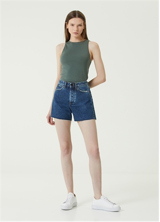 3x Kadın Yıpratma Detaylı Jean Şort Lacivert 25 US 3x Kadın Yıpratma Detaylı Jean Şort Lacivert 25 US