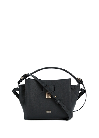 Tom Ford Kadın Siyah Logolu Deri Omuz Çantası EU Tom Ford Kadın Siyah Logolu Deri Omuz Çantası EU