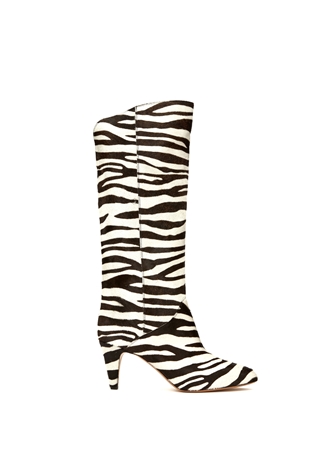Isabel Marant Kadın Siyah Beyaz Zebra Desenli Deri Bot 36 EU