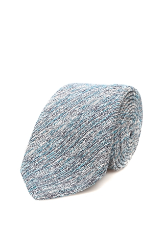 Pal Zileri Erkek Mavi Verev Çizgili Dokulu İpek Kravat EU