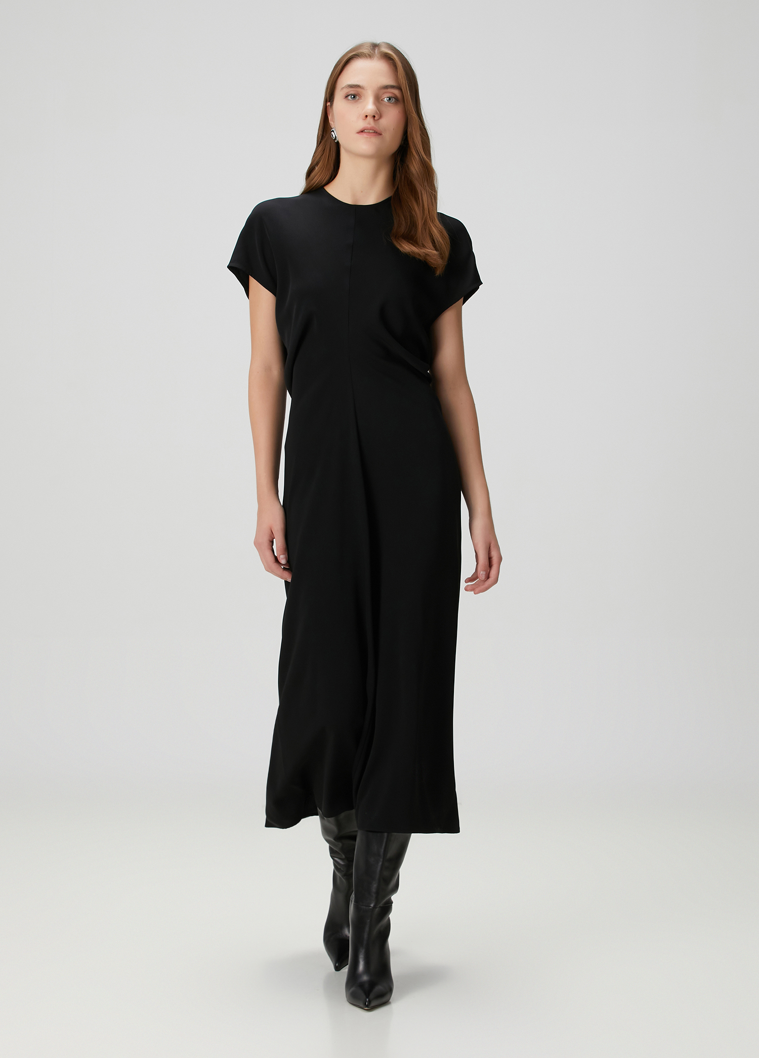 Beymen Collection Siyah Kadın Siyah Dökümlü Midi Elbise 1781157 | Beymen