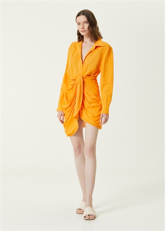 Jacquemus Kadın Turuncu Drape Detaylı Mini Gömlek Elbise 34 Fr Jacquemus Kadın Turuncu Drape Detaylı Mini Gömlek Elbise 34 Fr