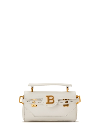 Balmain Kadın Beyaz Logo Detaylı Deri Çanta Eu