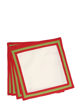 Poetique Bruges Beyaz Kenarları Biyeli 4lü Keten Peçete Set Çok Renkli