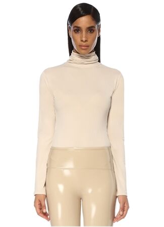 Schmart Kadın Nude Balıkçı Yaka Uzun Kol String Body Pembe S EU