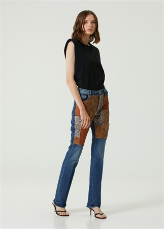 Frame Denim Kadın Patchwork Bootcut Jean Pantolon Kahverengi 24 US Frame Denim Kadın Patchwork Bootcut Jean Pantolon Kahverengi 24 US
