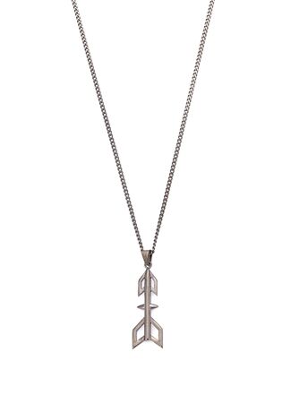 AtolyeWolf Erkek Siyah Ok Formlu Gümüş Rengi Kolye EU