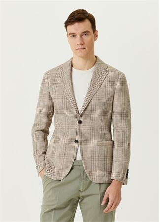 Lardini Erkek Bej Ekoseli Ceket 48 IT