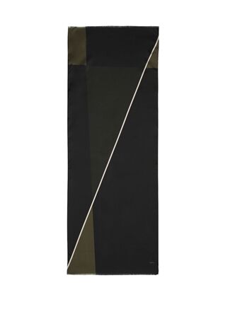 Pal Zileri Erkek Yeşil Geometrik Desenli İpek Atkı EU