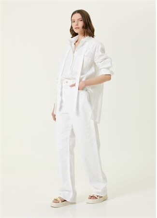 Valentino Kadın Beyaz Yüksek Bel Baskılı Jean Pantolon 27 Us