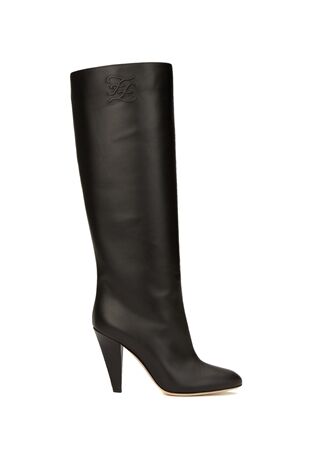 Fendi Kadın Siyah Logo Detaylı Deri Çizme 36 EU