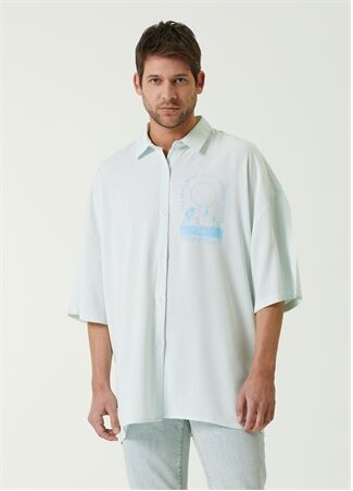 Les Benjamins Erkek Mavi Logo Baskılı Gömlek S EU