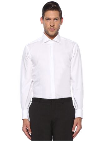 Pal Zileri Erkek Beyaz Modern Yaka Gömlek 4 IT