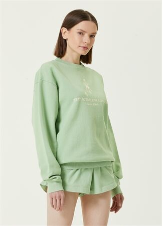 Sporty & Rich Kadın Yeşil Bisiklet Yaka Baskılı Sweatshirt XS EU Sporty & Rich Kadın Yeşil Bisiklet Yaka Baskılı Sweatshirt XS EU